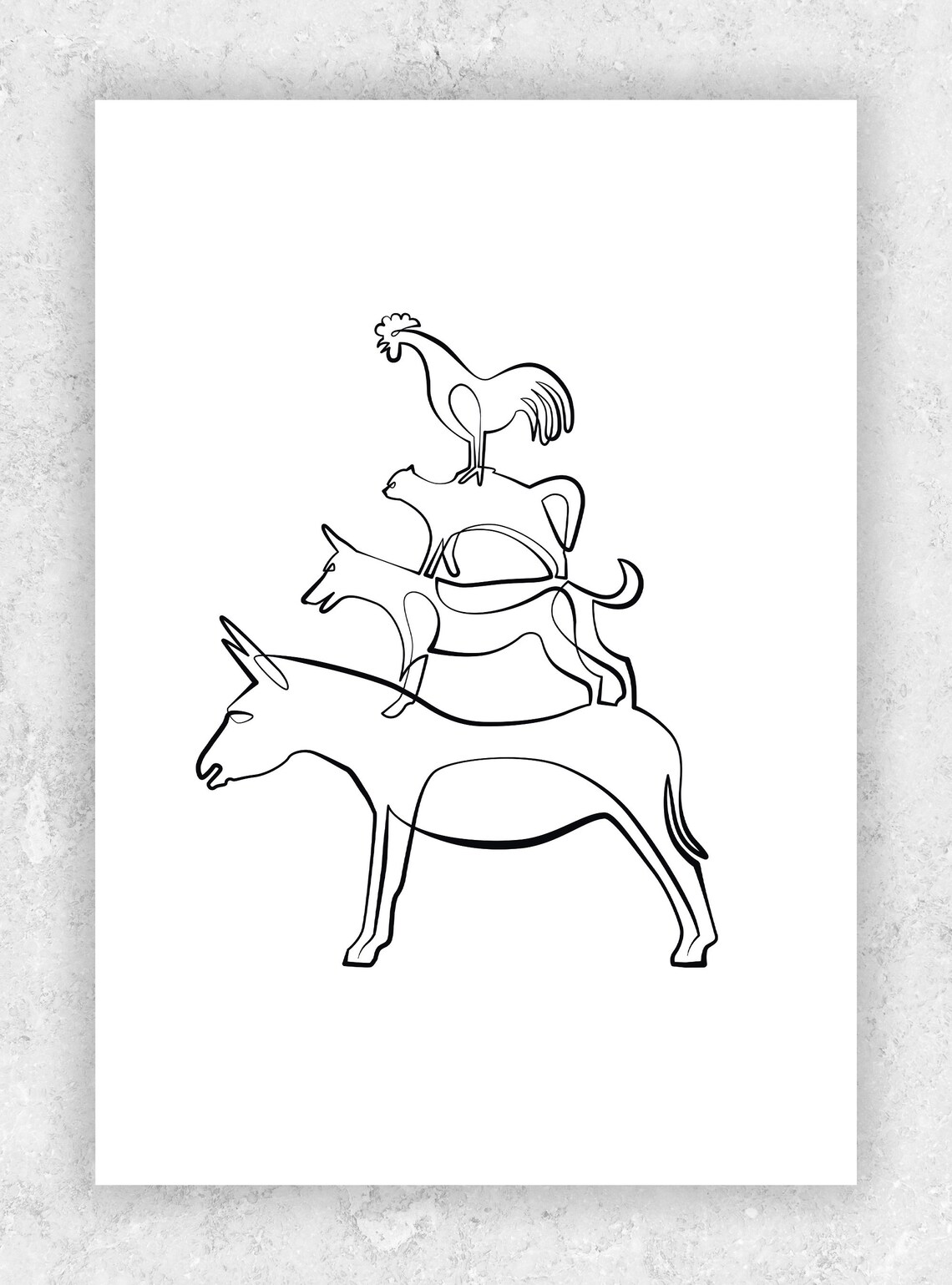 Bremen Musicians // Printable Single Line Drawing Fairy Tale - Etsy