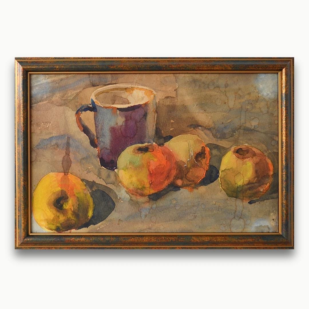 Mid Century Original Framed Watercolor Painting by Ukrainian Soviet ...