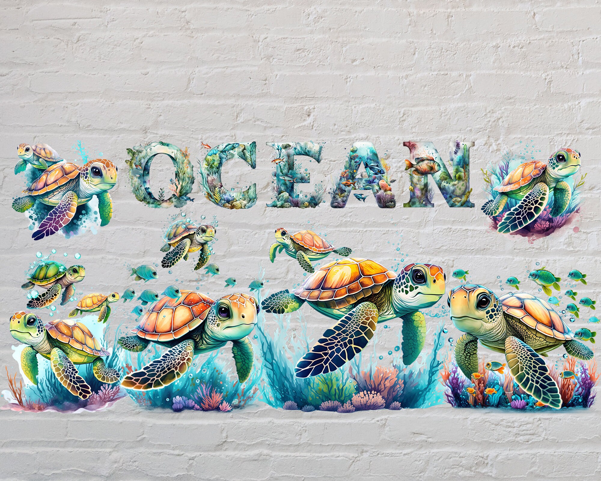 Ocean Life Can Glass Wrap PNG, Sea Turtle Libbey 16oz Can Glass ...