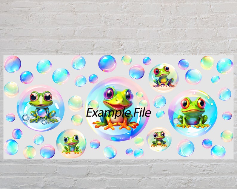Frog With Bubbles Can Glass Wrap PNG, Bubbles Libbey 16oz Can Glass ...