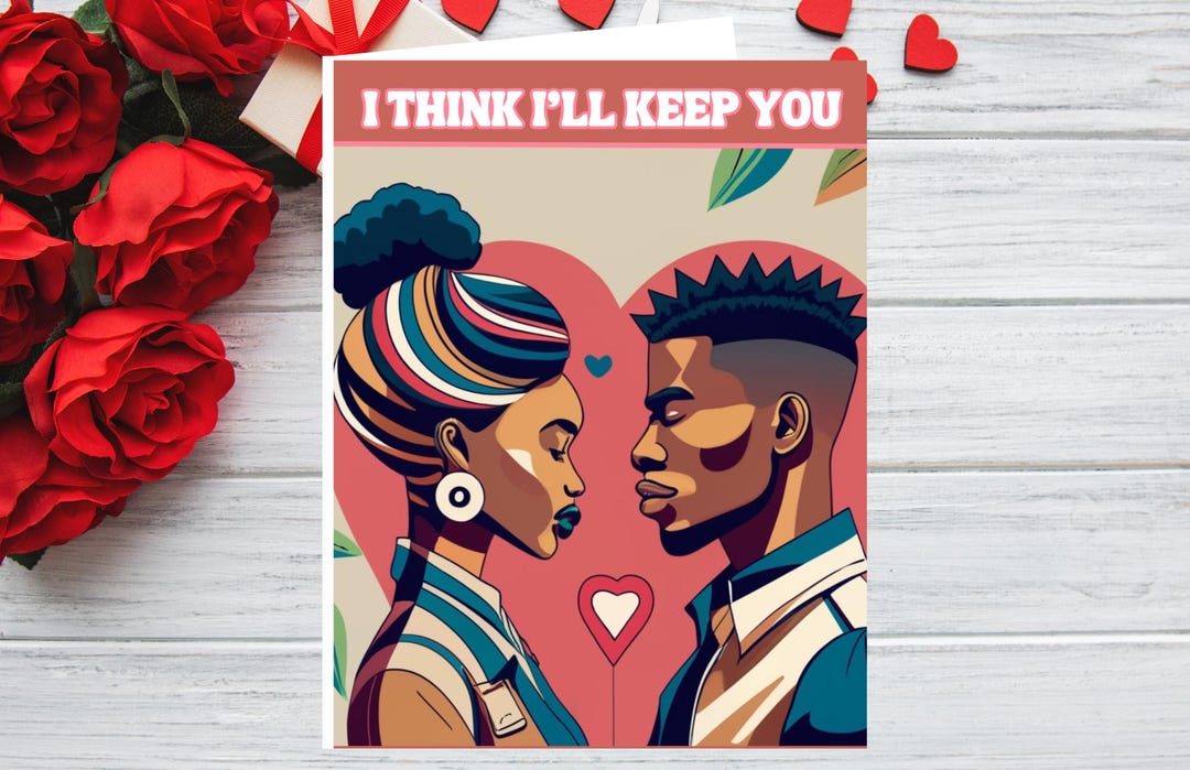 Custom Valentines Day Card, Black Couple, Inclusive Holiday Print ...
