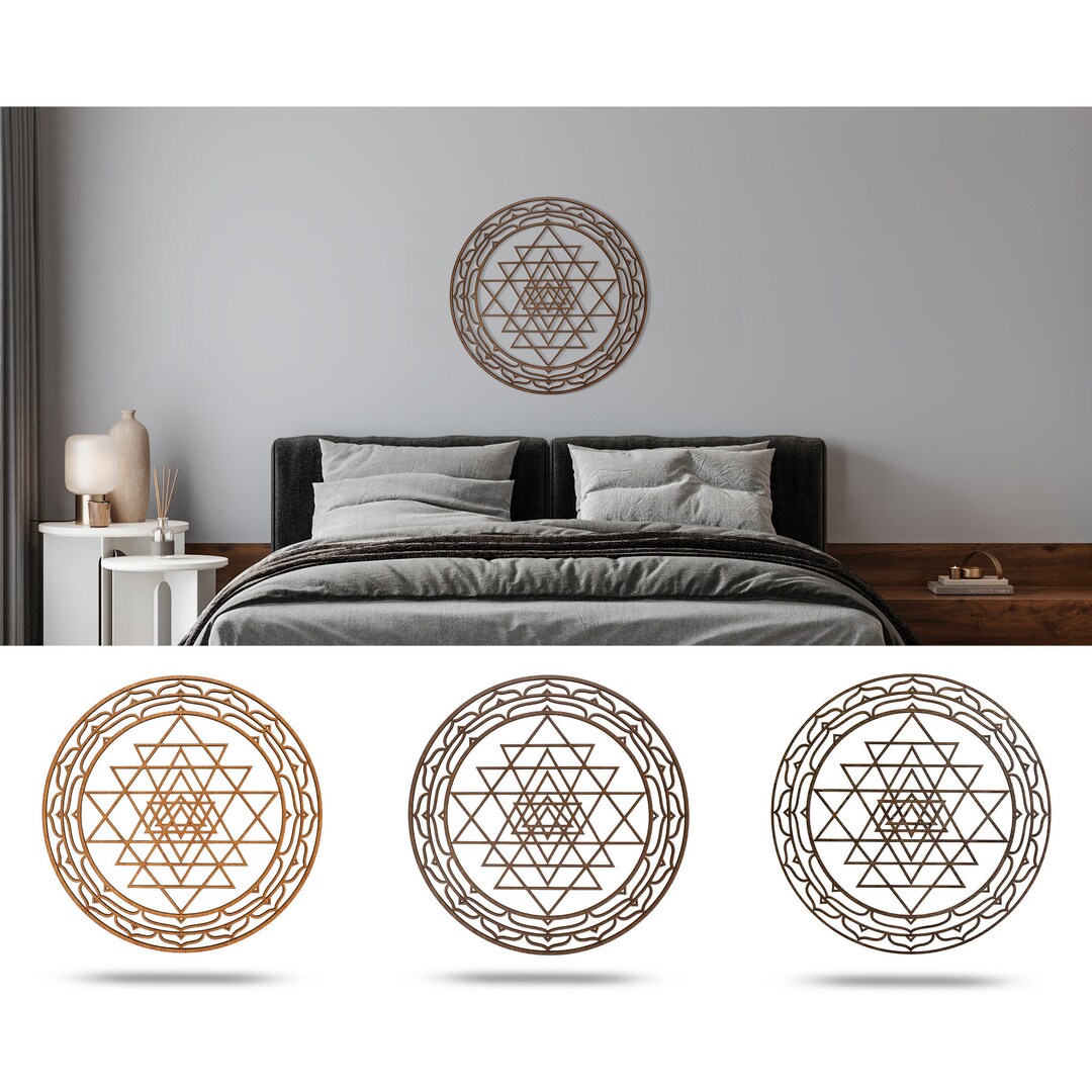 Mural sri Yantra Made of Real Wood 3 Colors Selectable - Etsy