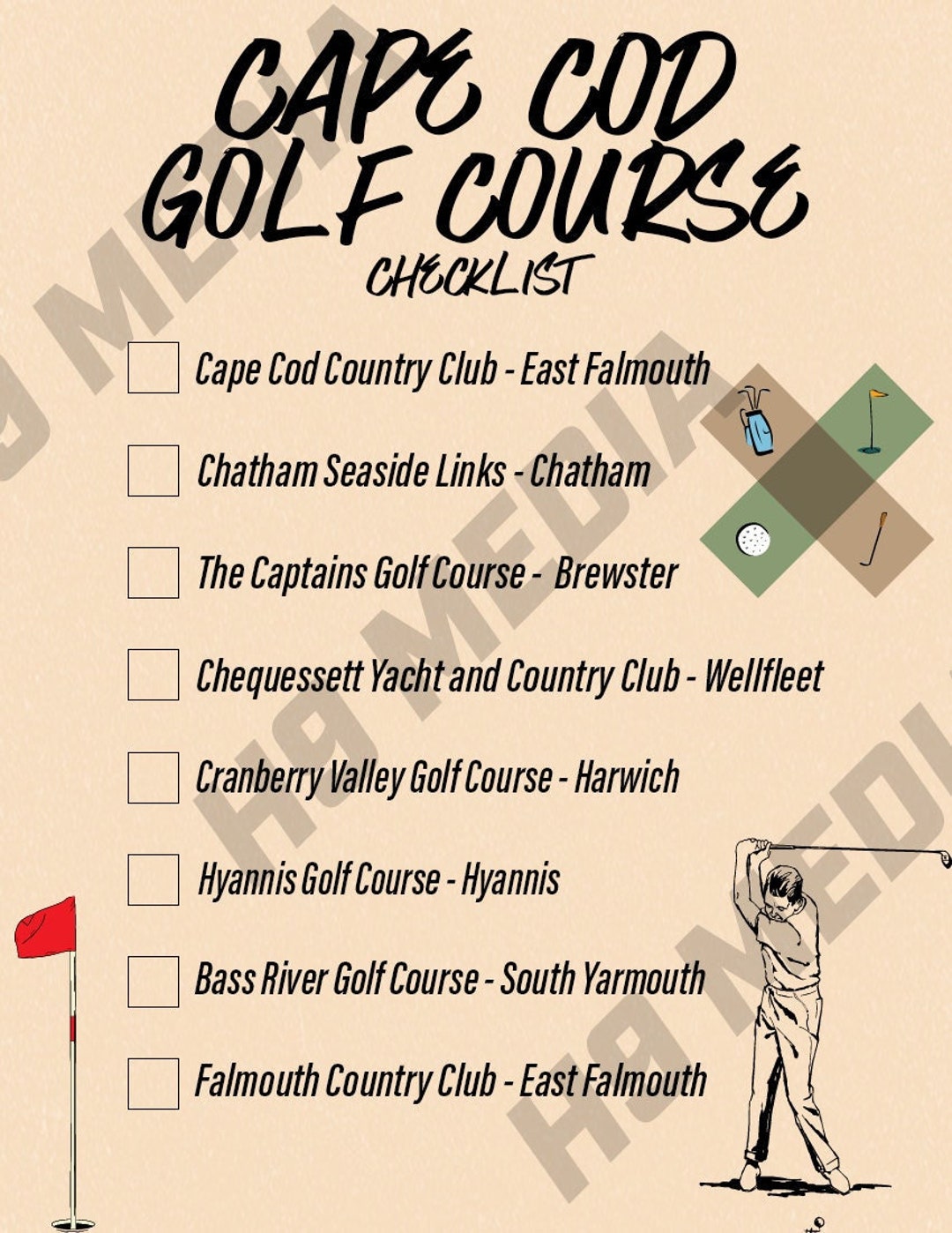 Cape Cod Golf Course Checklist 2024 - Etsy
