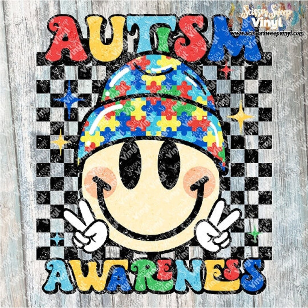 1359 Awareness Smiley Heat Transfer Ready to Press Sublimation DTF ...
