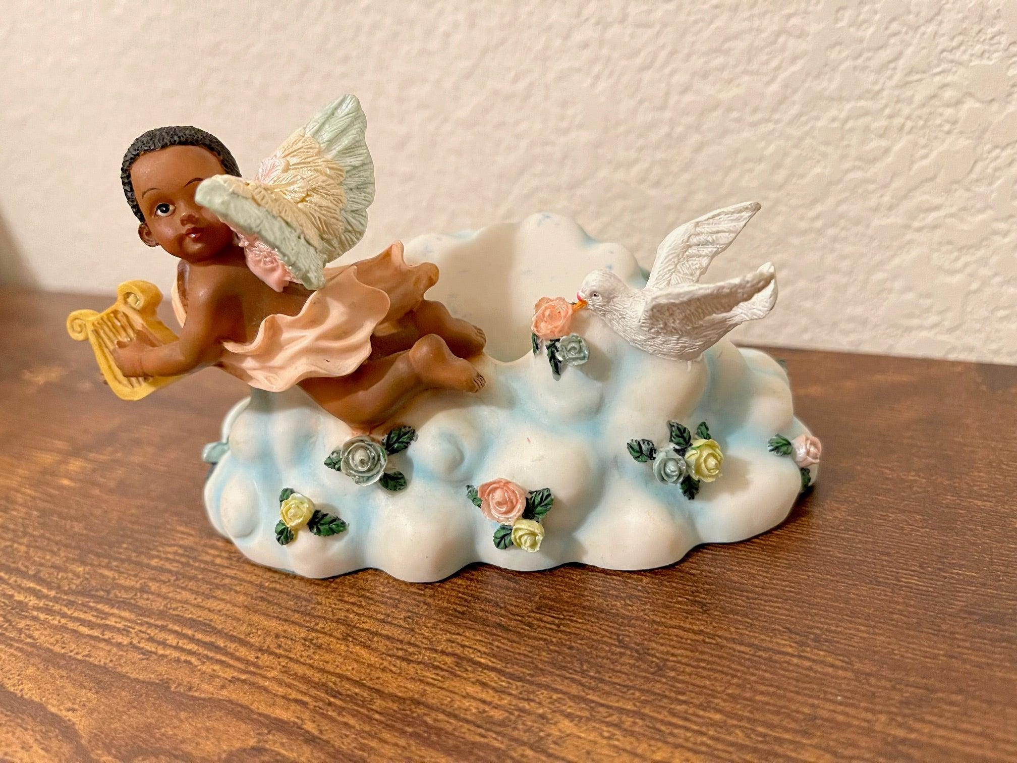 Vintage African American Boy Angel With Harp Figurine - Etsy