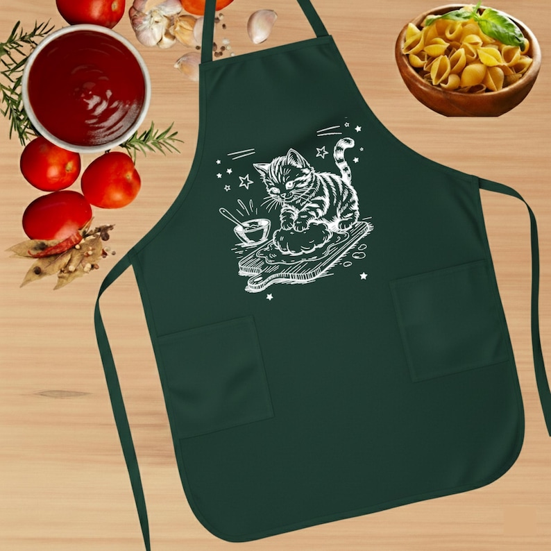 Funny Cat Baking Apron, Kitty Biscuits Kitchen Apron, Cute Cat Cooking ...