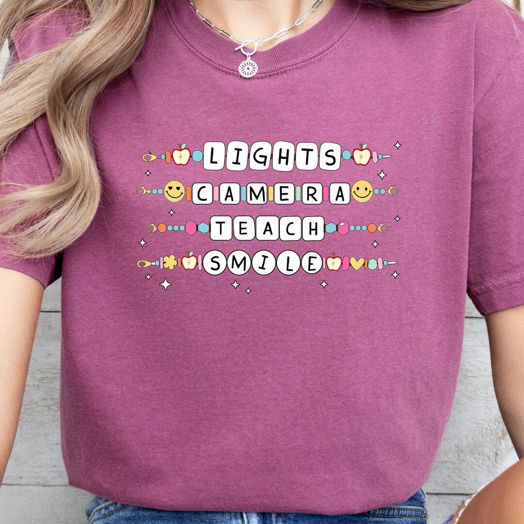 Comfort Colors Lights Camera Teach Smile T-shirt, Back to School ...