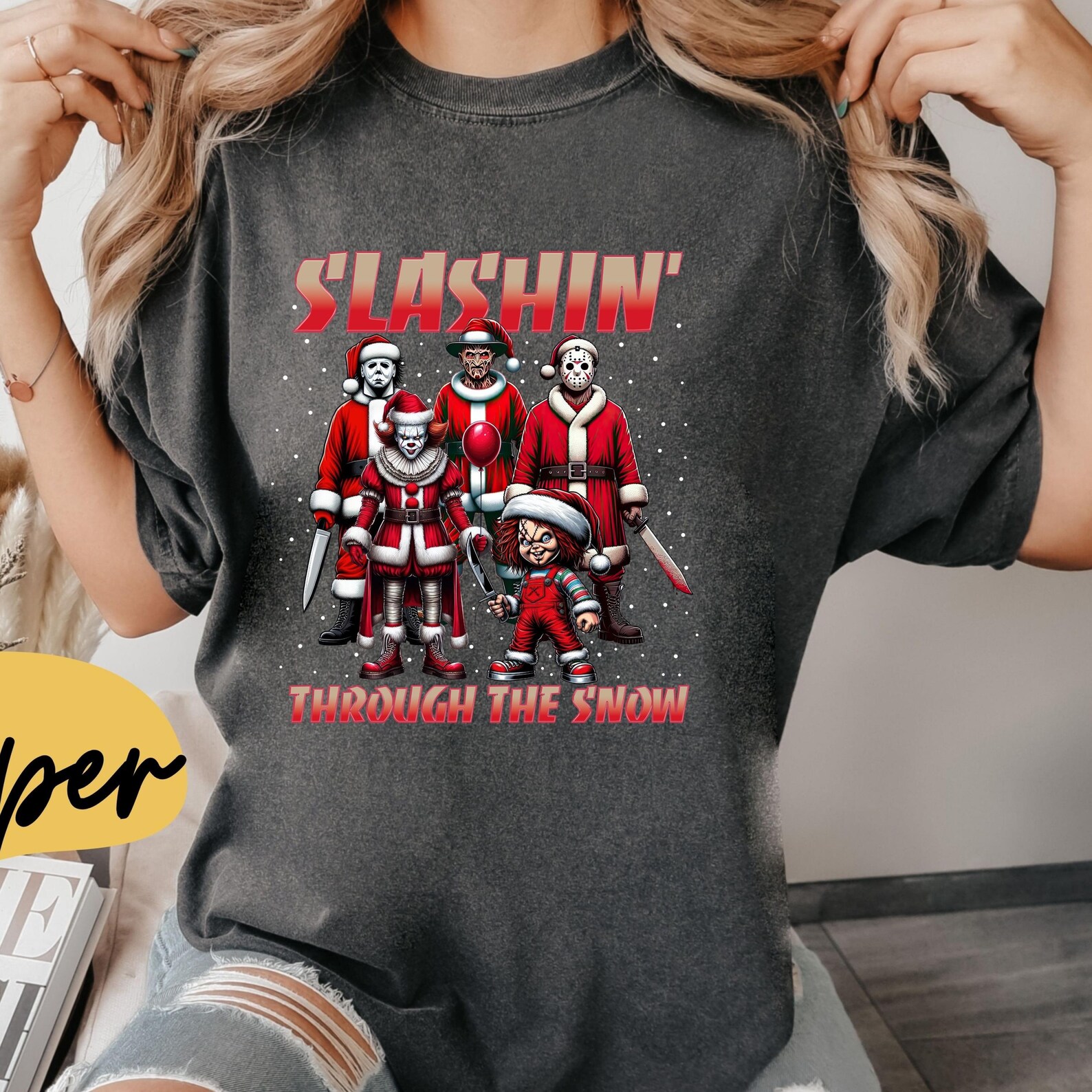 Comfort Colors Christmas Slashin Through the Snow Shirt, Spooky Santa ...