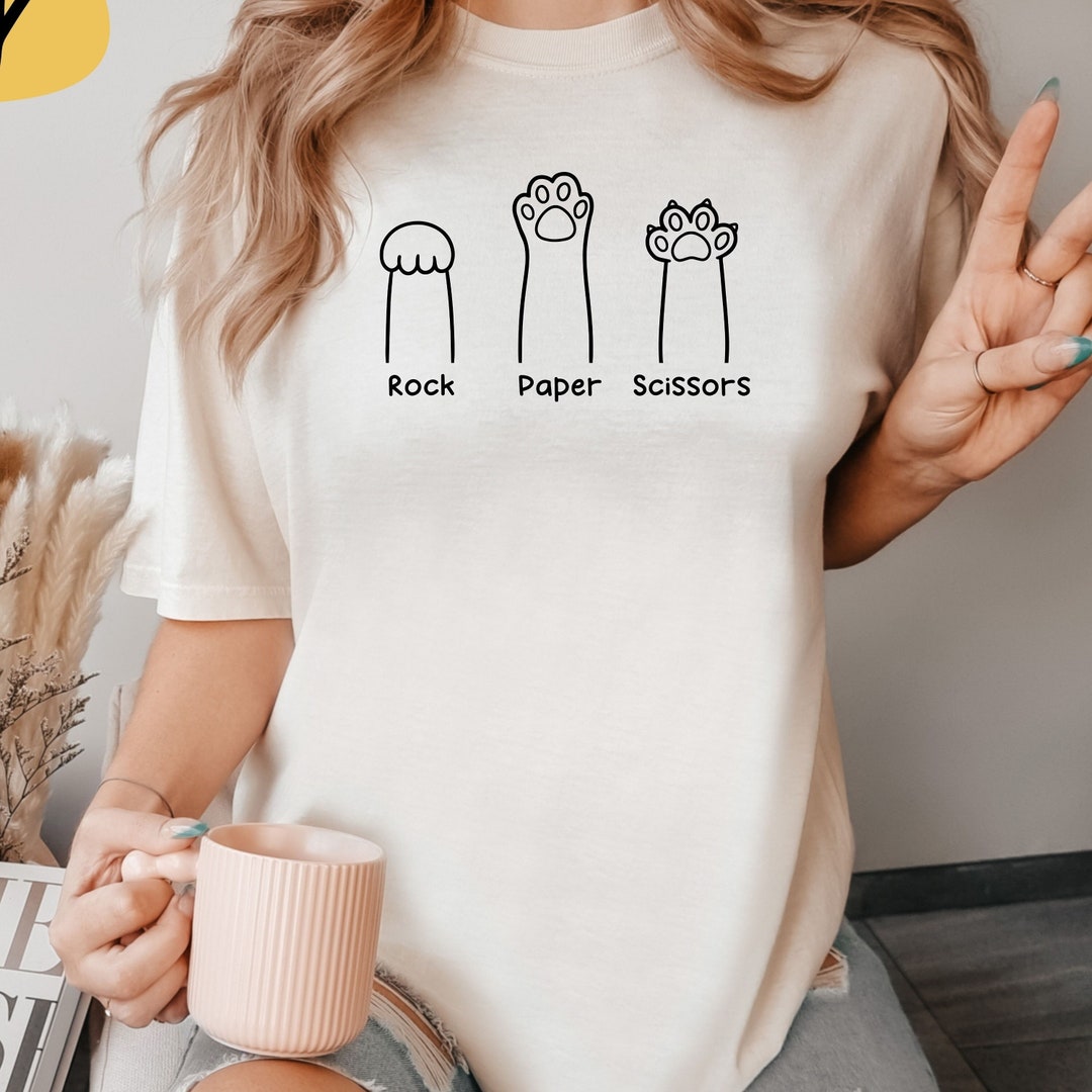 Cute Rock Paper Scissors Tshirts, Cat Owner Shirts, Cat Paws Tshirt ...