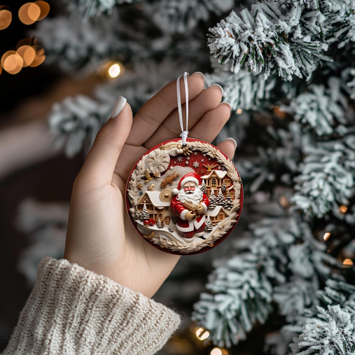Personalized Santa Claus Christmas Ornament, Family Holiday Ornament ...
