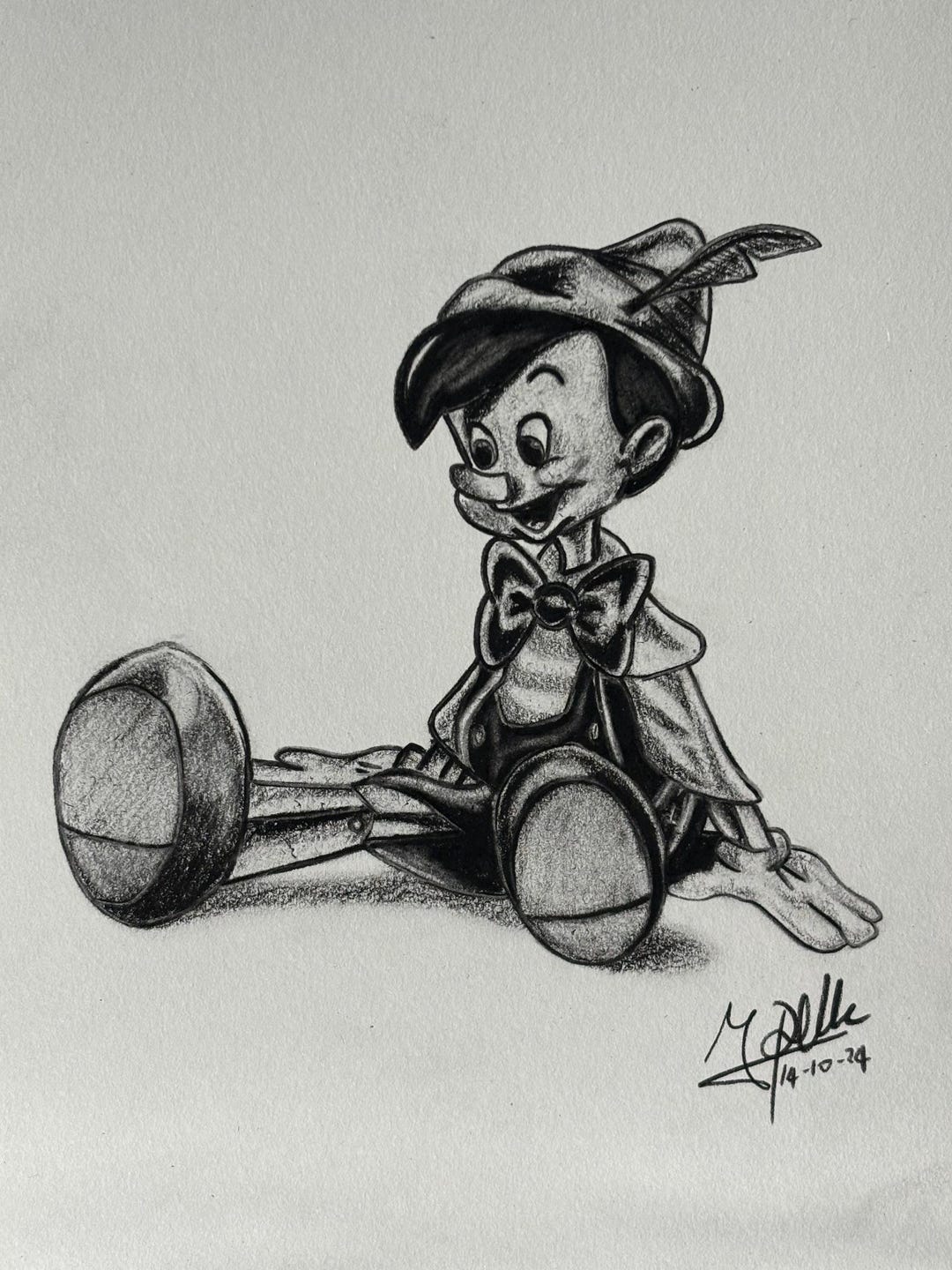 Original Charcoal Drawing Pinocchio - Etsy