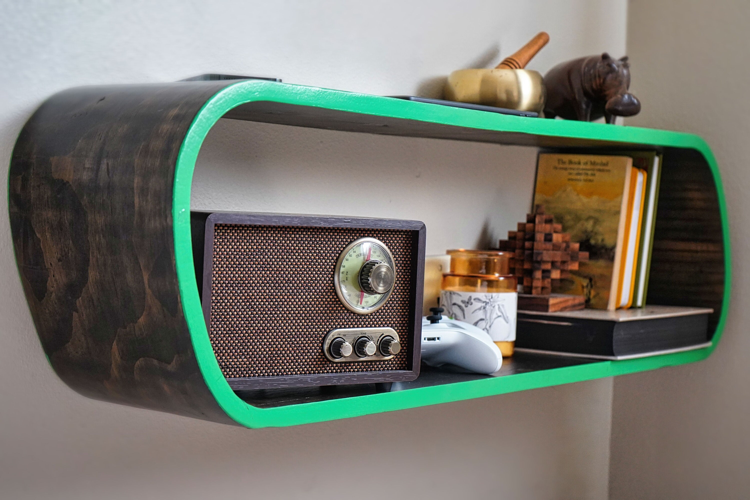 Floating Shelf 2-tier Wall Mounted Shelf Retro Green Design Extra Long ...