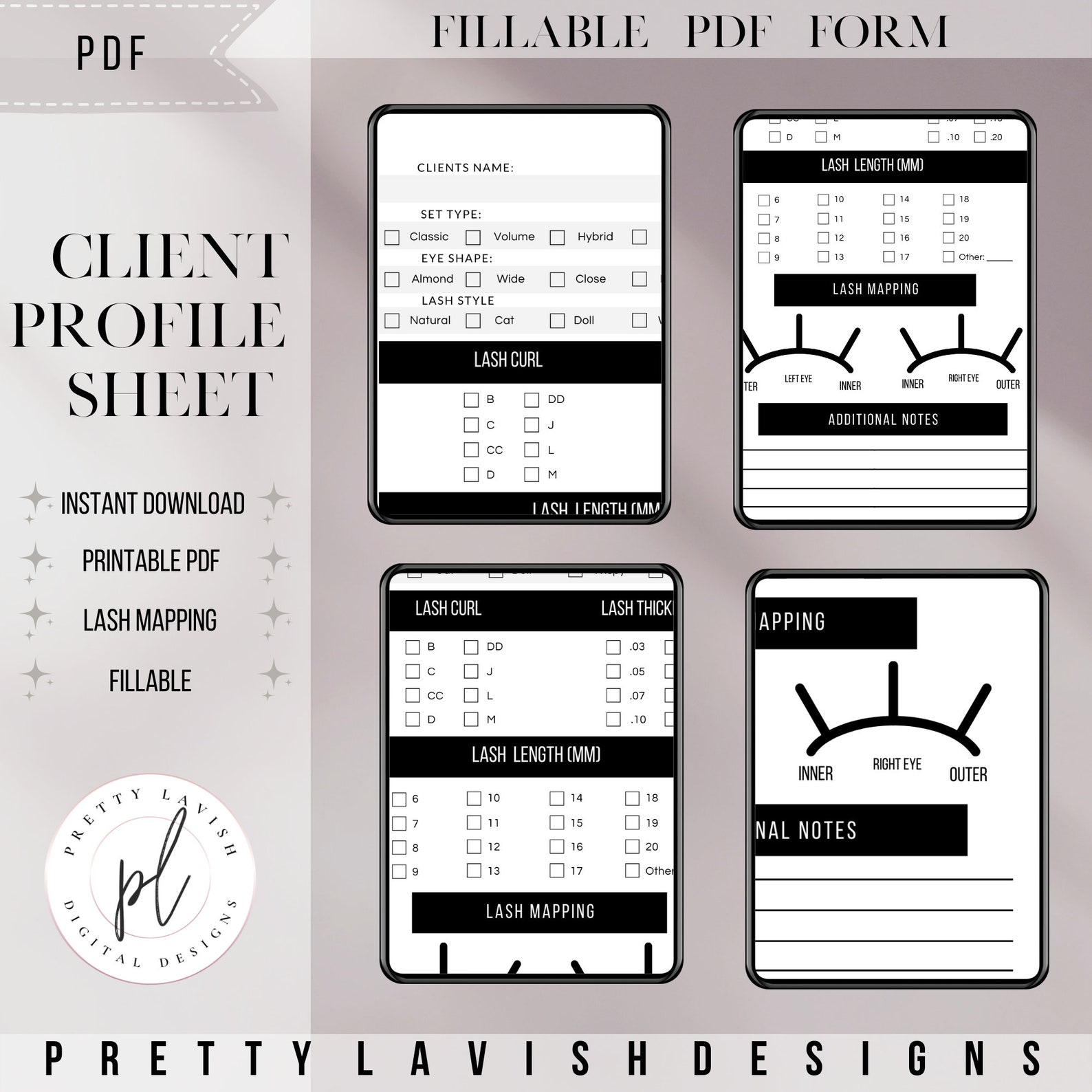 Fillable Eyelash Extension Client Profile Sheet *PRINTABLE* Client ...