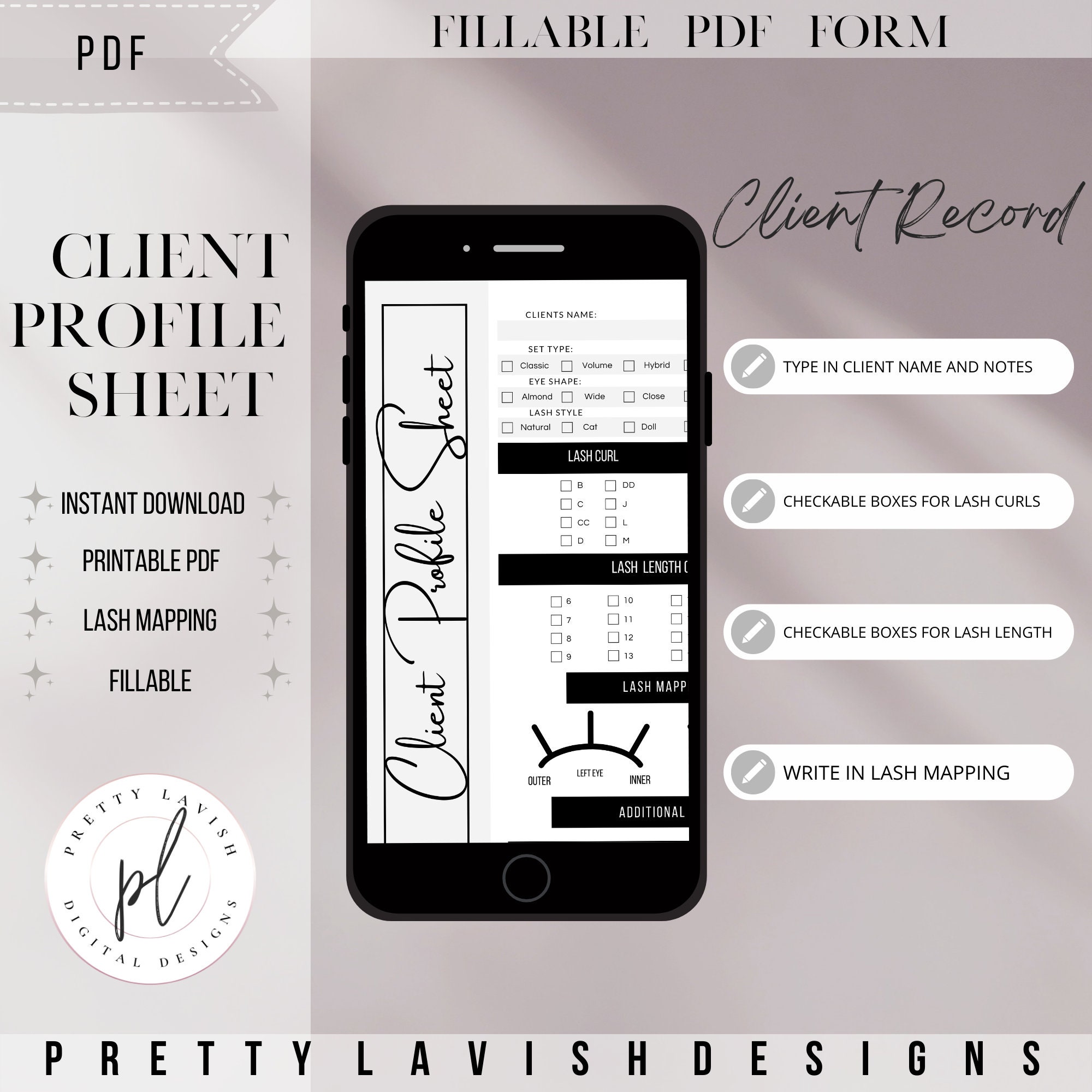 Fillable Eyelash Extension Client Profile Sheet *PRINTABLE* Client ...