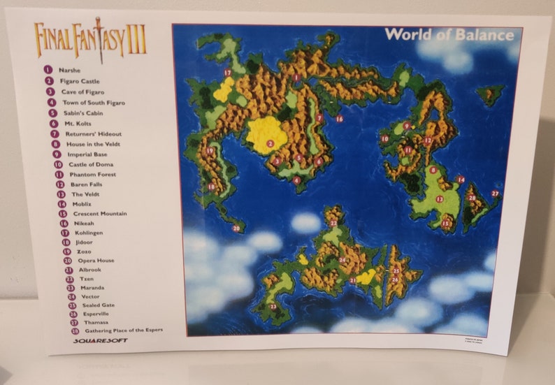 Final Fantasy 3 SNES Box, Manual & Map - USA Edition - Etsy