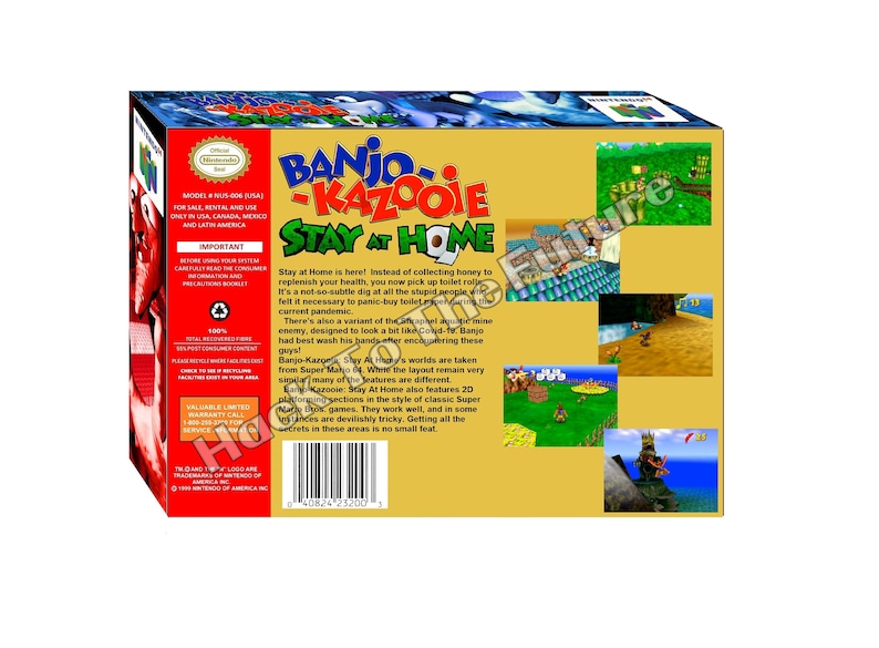 Banjo Kazooie N64 Box and Tray: Gamer Gift - Etsy