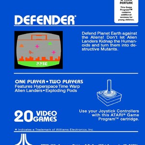 Defender Atari 2600 Custom Box - Etsy