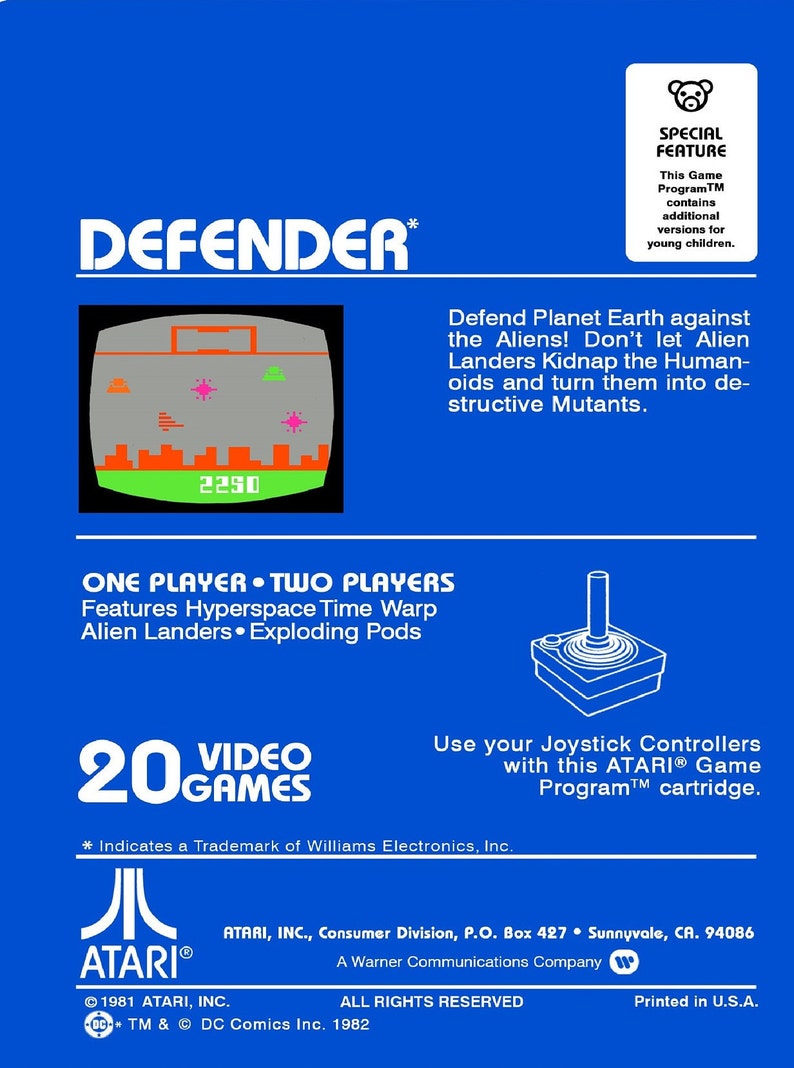 Defender Atari 2600 Custom Box - Etsy