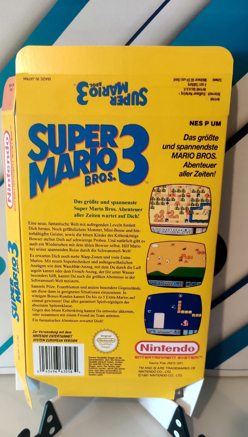 Super Mario Bros 3 PAL NES Box Manual Dust Sleeve German Spielanleitung ...