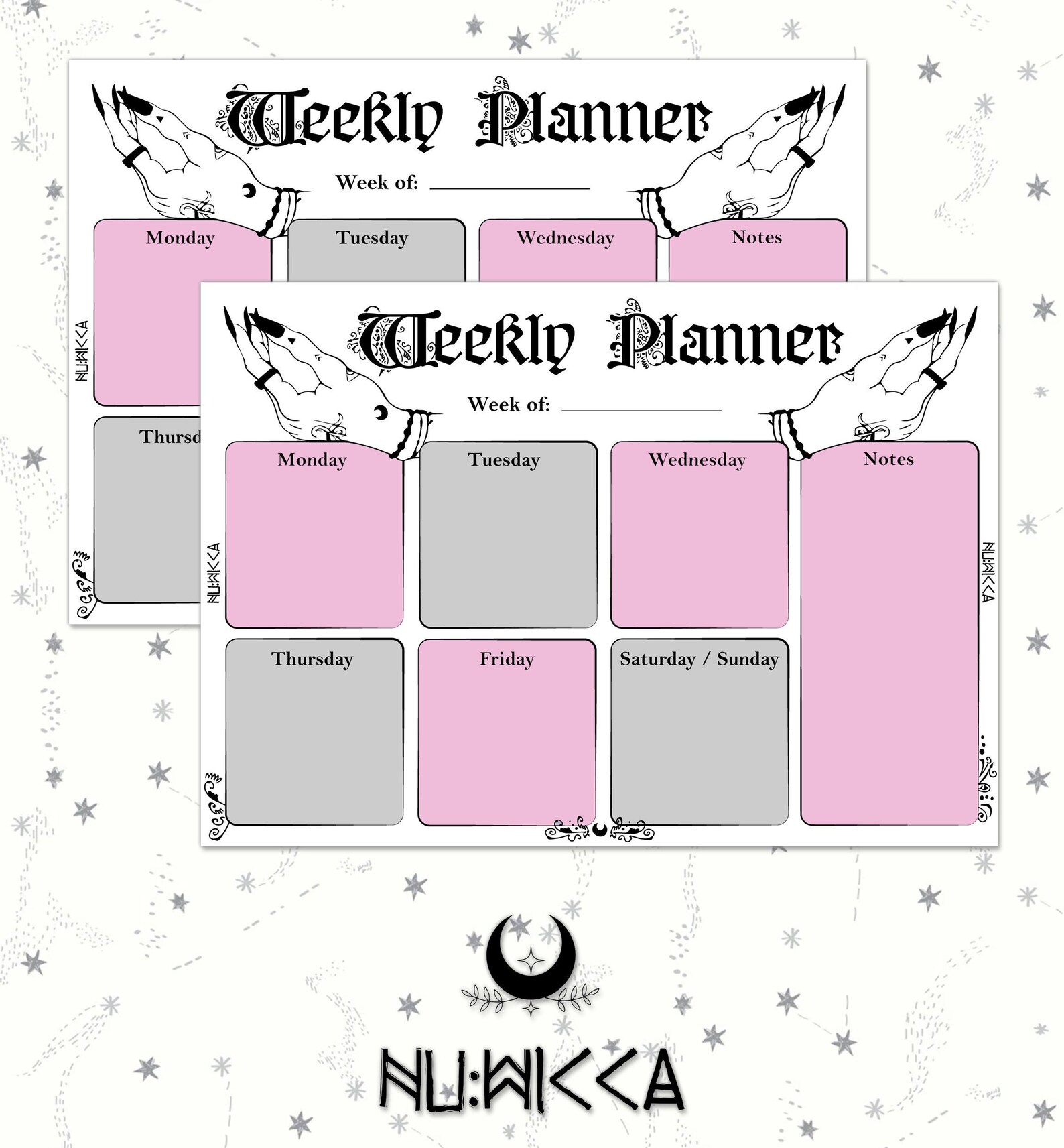 Printable Witchy Weekly Planner A5 Weekly Planner Instant Download Pink ...