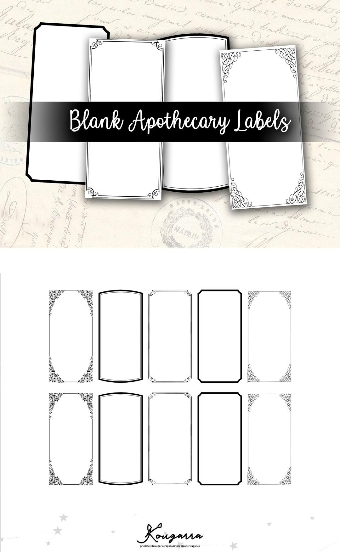 Blank Apothecary Labels, Ink Saver Apothecary Labels, Printable Labels ...