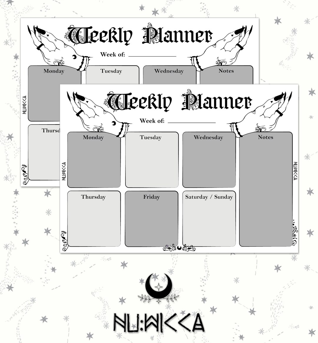 Printable Witchy Weekly Planner A5 Weekly Planner Instant - Etsy