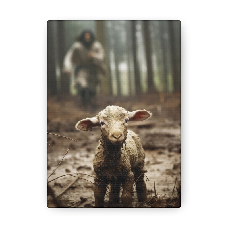 Jesus and Lost Lamb, Jesus Canvas, Jesus and Lamb, Faith Canvas, Yeshua ...
