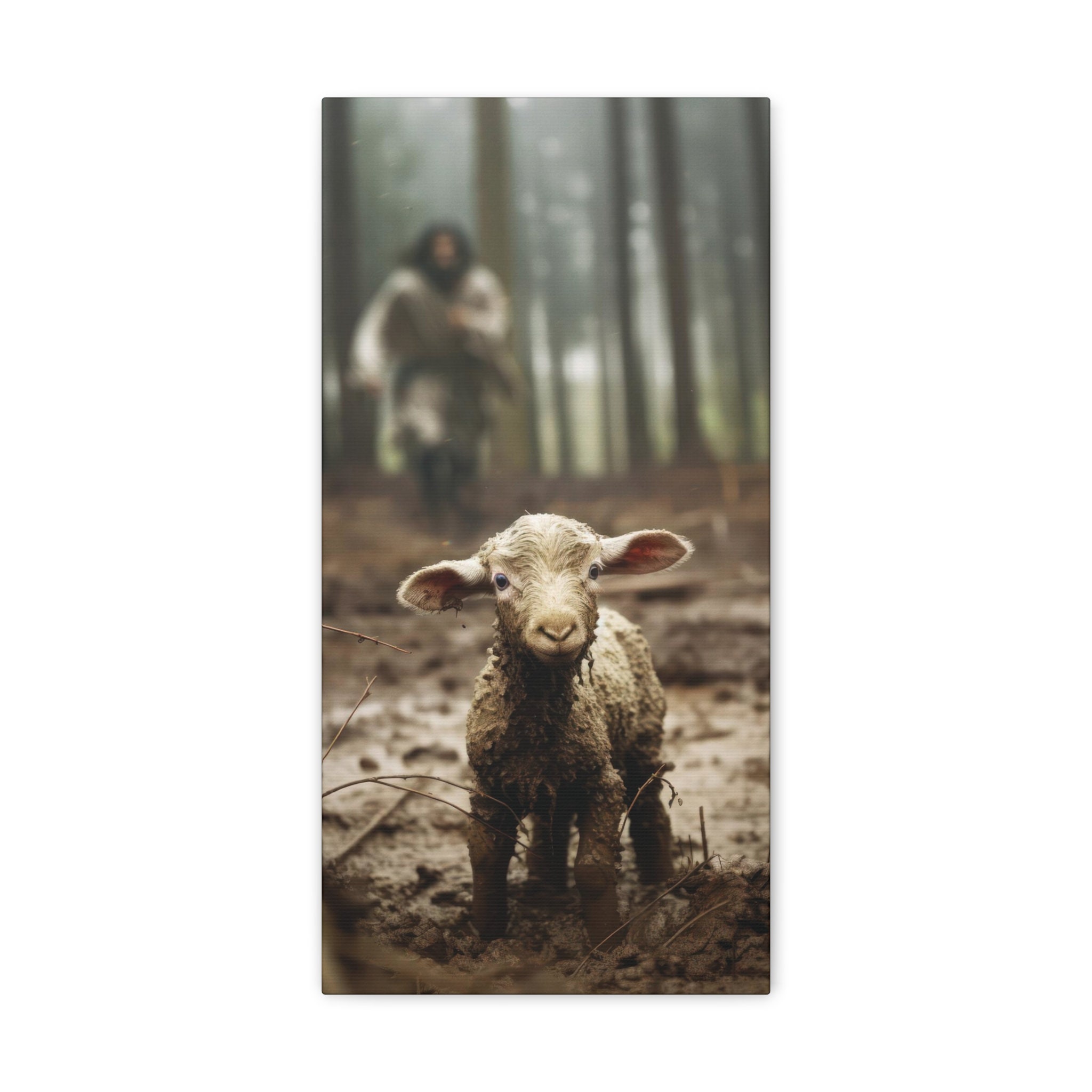 Jesus and Lost Lamb, Jesus Canvas, Jesus and Lamb, Faith Canvas, Yeshua ...