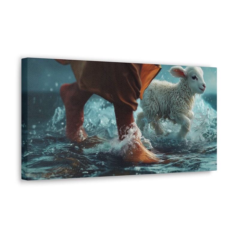 Jesus & the Lamb Walking on Water Canvas Wall Art Christ and the Lamb ...