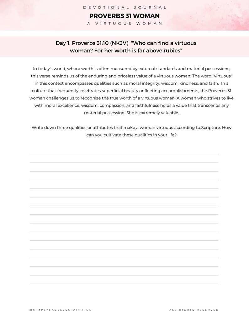 Proverbs 31 Woman: 21-day Christian Devotional Journal (PDF Printable ...