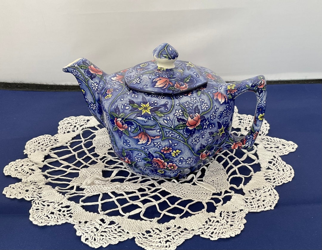 Vintage Ringtons Blue Floral Teapot - Etsy