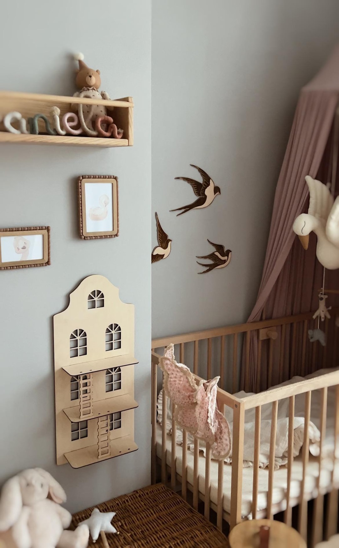 Wooden Doll House: Wooden Toys, Baby Nursery Decor, Kids Room Decor ...