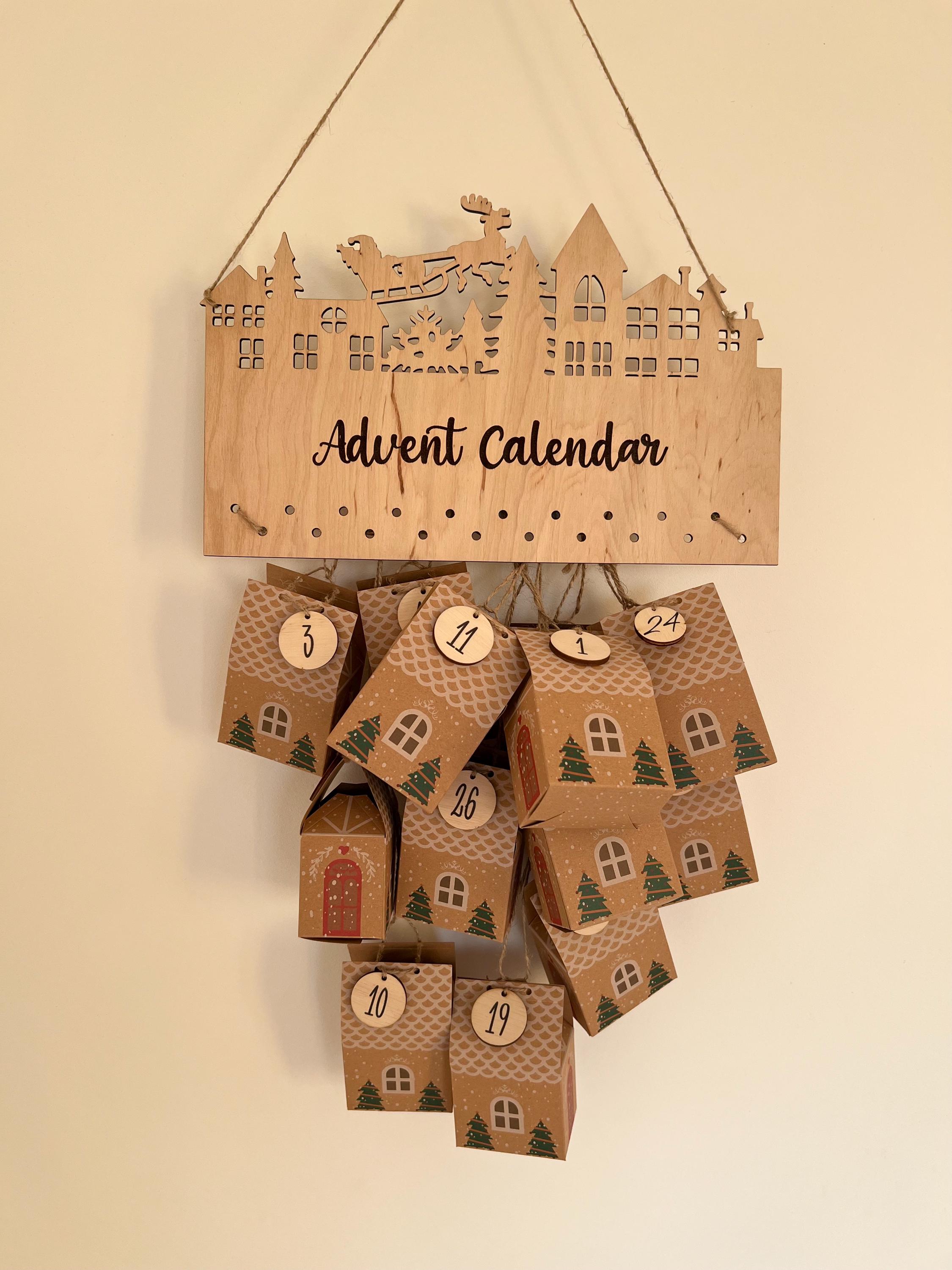 Wooden Advent Calendar With Cotton Bags, Christmas Advent Calendar ...