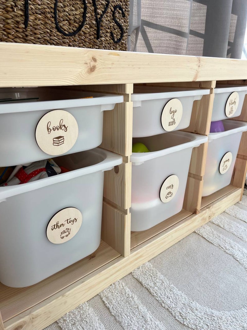 Nursery Decor Wooden Labels Ikea Trofast Box,game Room Decor Wooden Toy ...