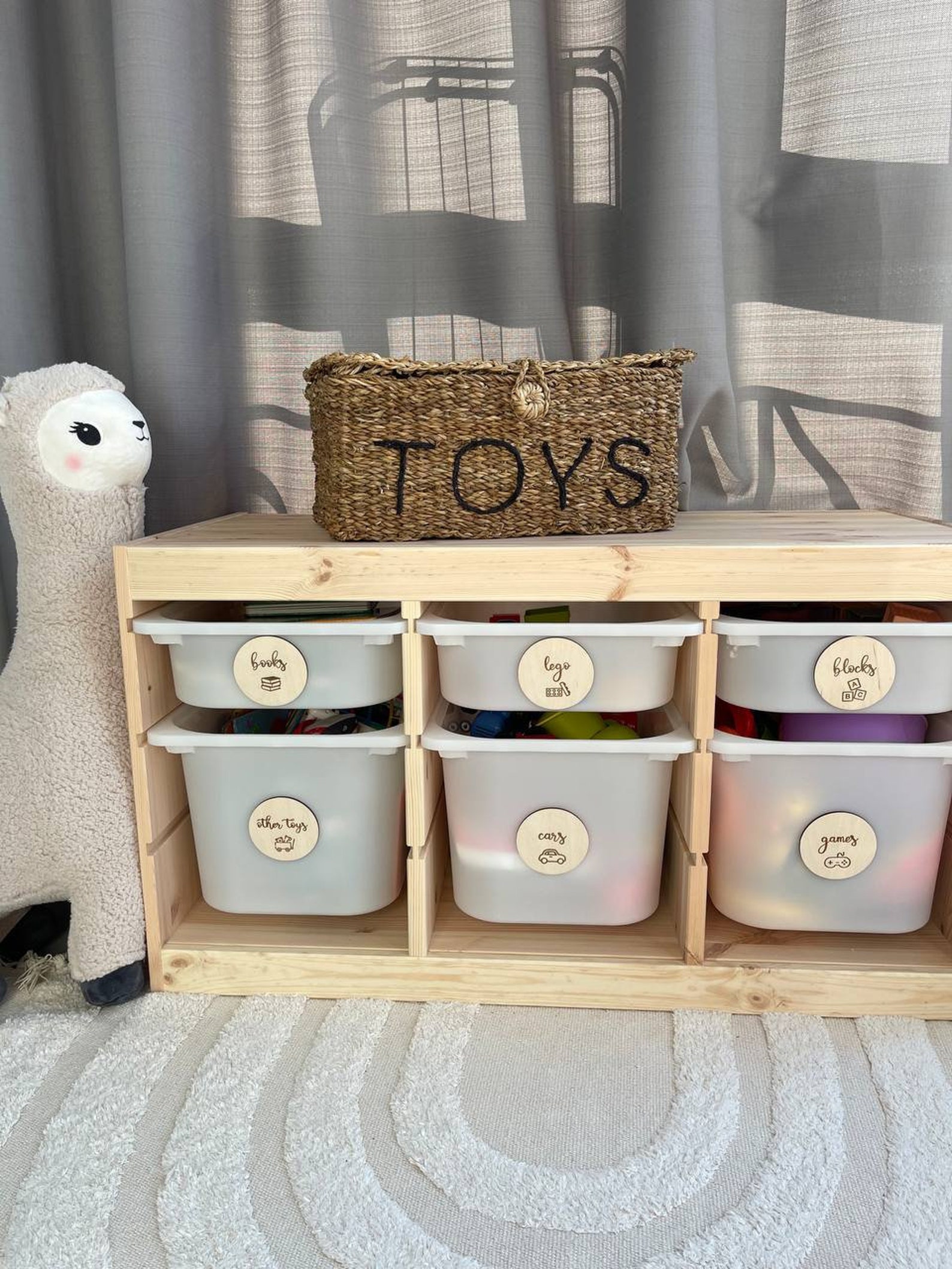 Nursery Decor Wooden Labels Ikea Trofast Box,game Room Decor Wooden Toy ...