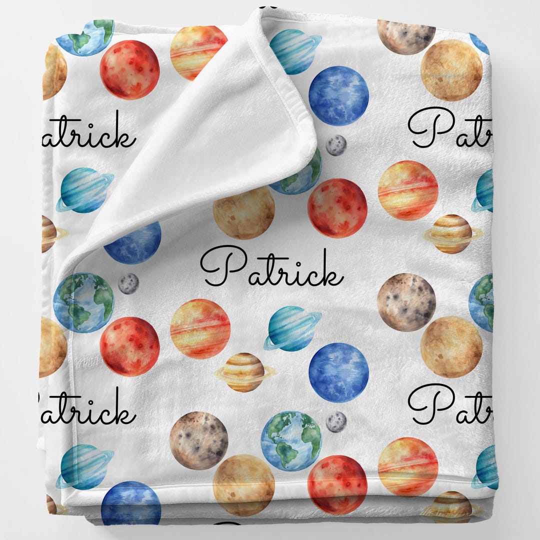PLANETS Personal Custom Name Blanket Gift for Son, Personalized Planets ...