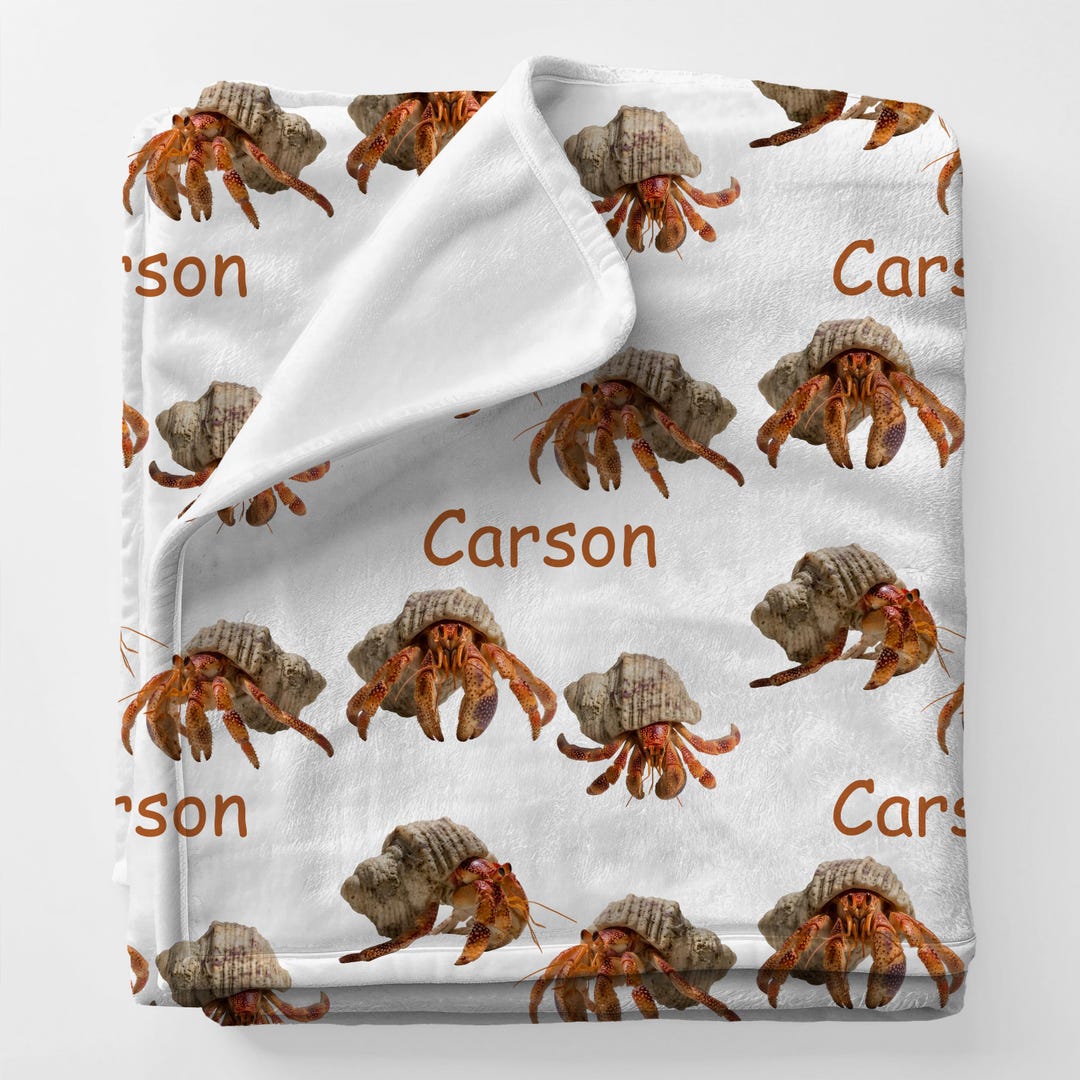 HERMIT CRAB Blanket, Personalized Crab Gift, Custom Name Seacreatures ...