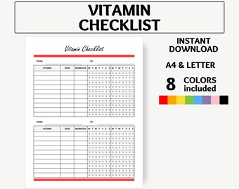 Vitamin Checklist - Etsy