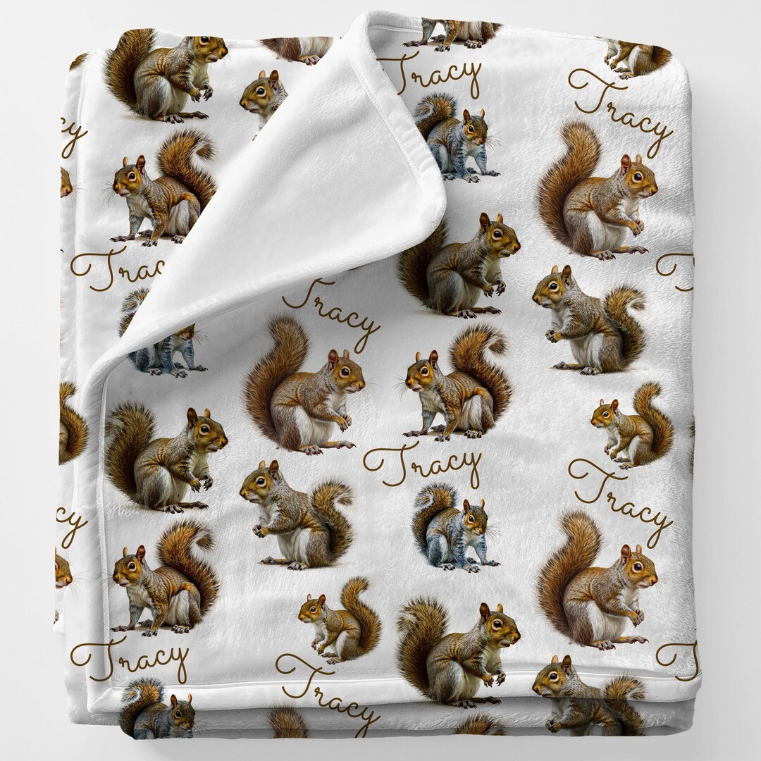 Squirrel Blanket Gift With Name, Custom Kids Name Blanket, Animal Lover ...