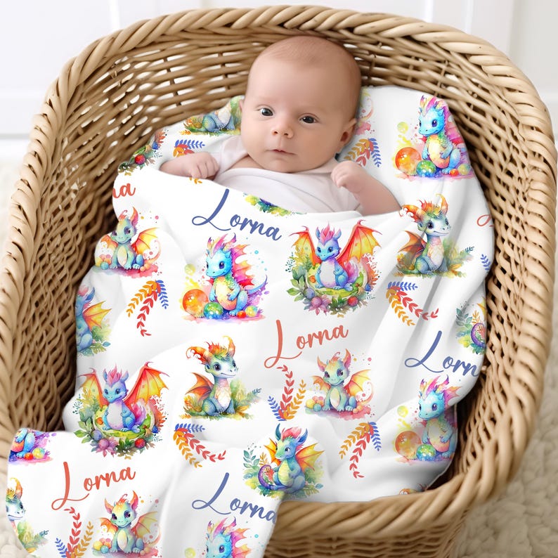 Personalized Dragon Baby Showergift, Little Dragon Blanket Babyshower ...