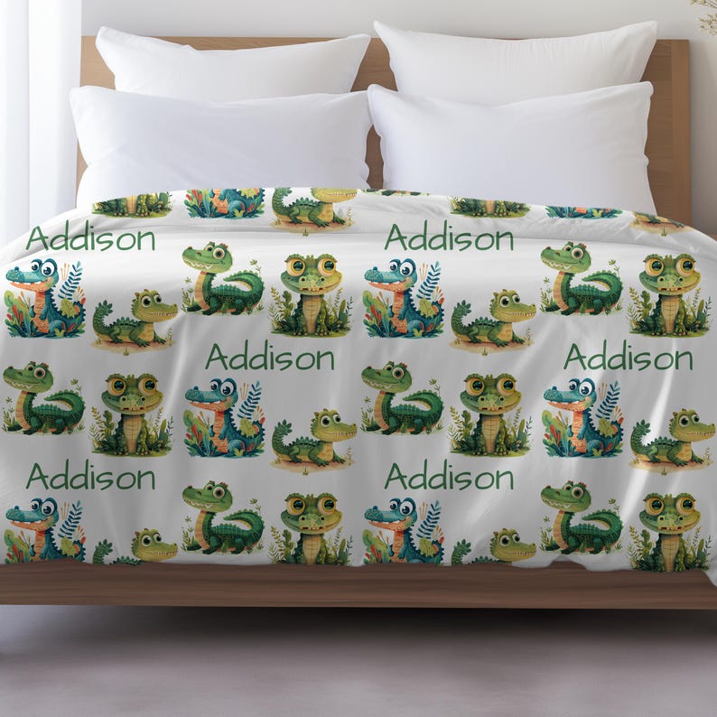 ALLIGATOR Personal Custom Name Blanket Gift for Babyshower, Cute ...