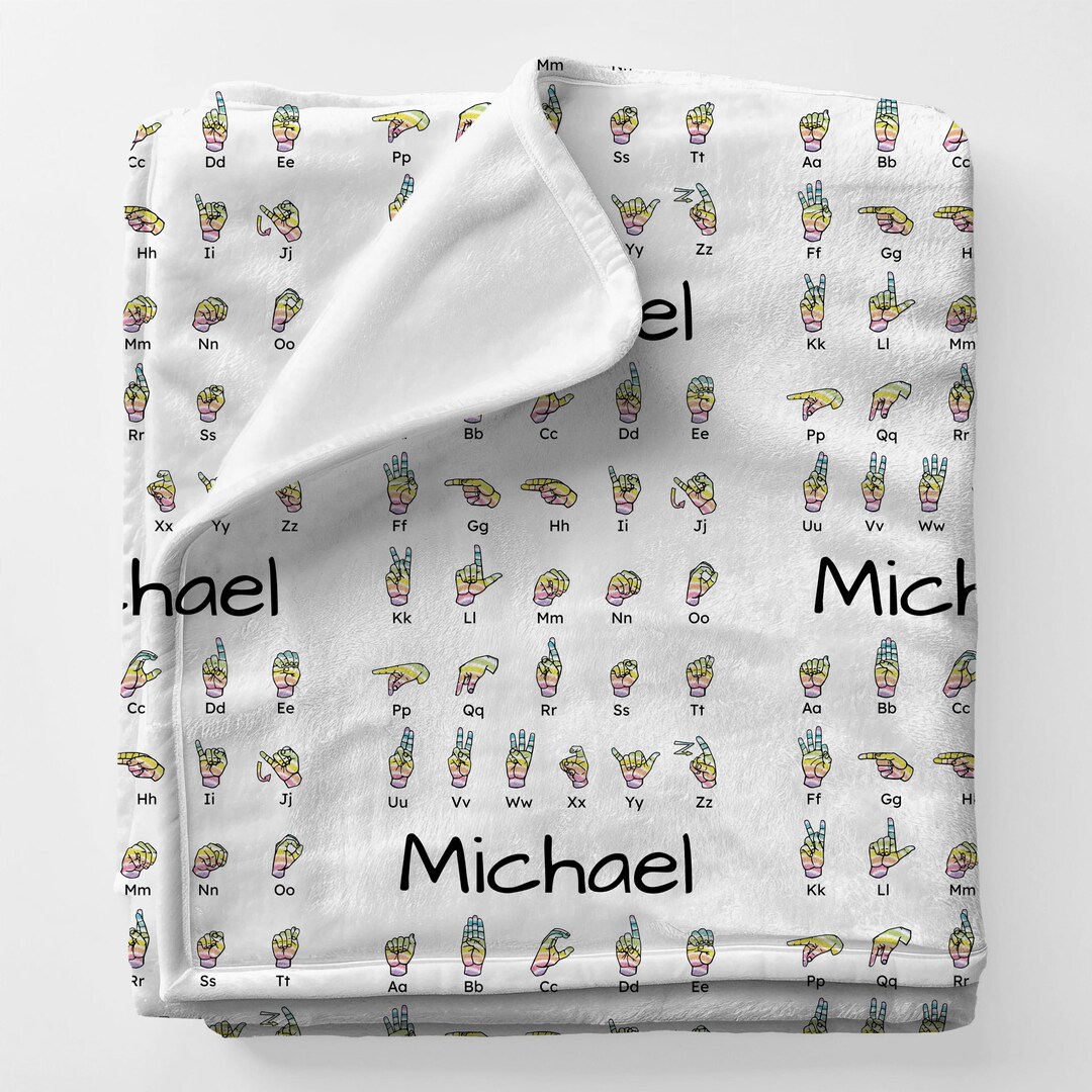 ASL Alphabet Gift Personal Custom Name Blanket, Personalized American ...