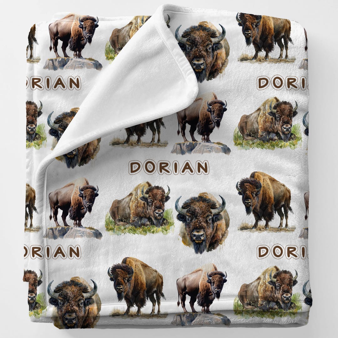 BISON Blanket, Personalized Animal Comforter for Baby Shower, Custom ...