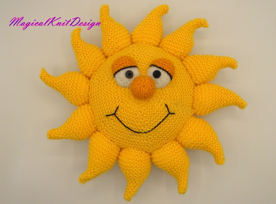 Smiling Sun - Magicalknit Design Knitting Pattern - Soft Toy Cushion - Etsy