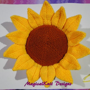 Sunny the Happy Sunflower Magicalknit Knitting Pattern Cushion Soft Toy ...