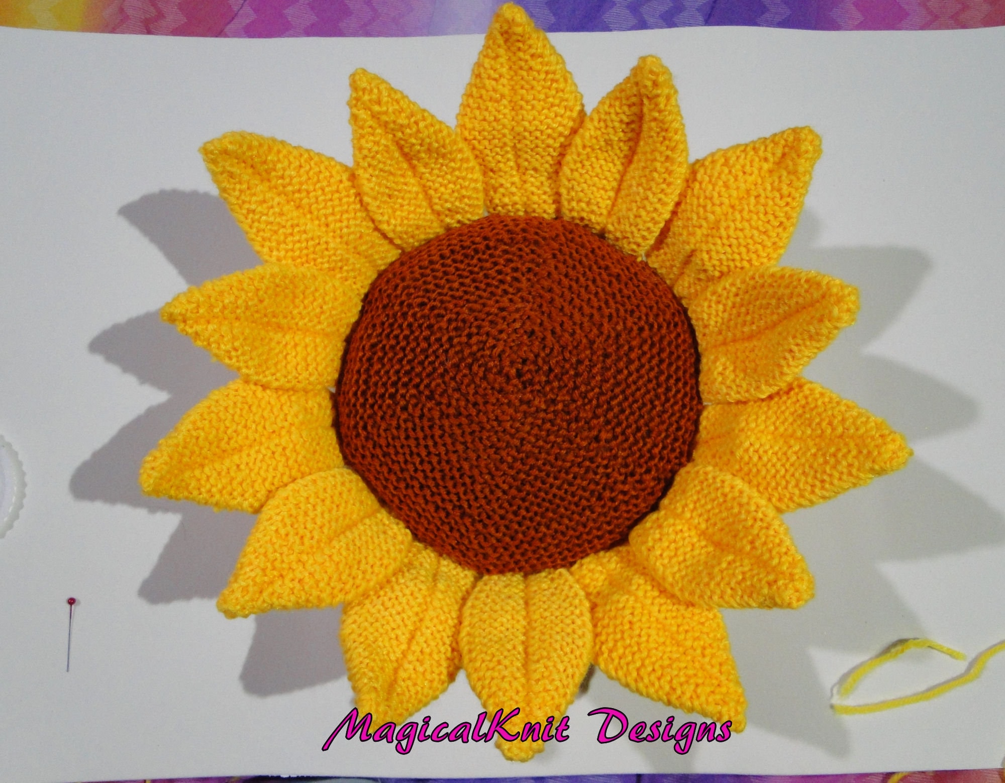 Sunny the Happy Sunflower Magicalknit Knitting Pattern Cushion - Etsy
