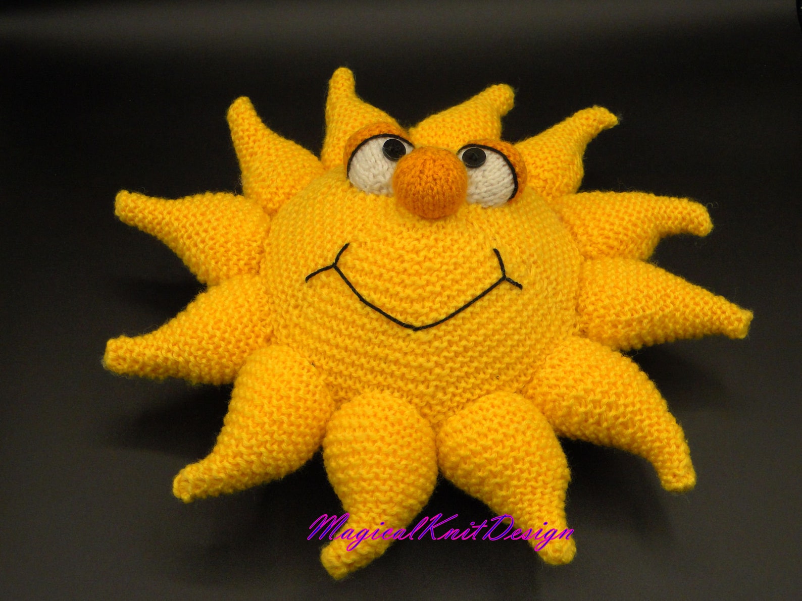 Smiling Sun - Magicalknit Design Knitting Pattern - Soft Toy Cushion - Etsy