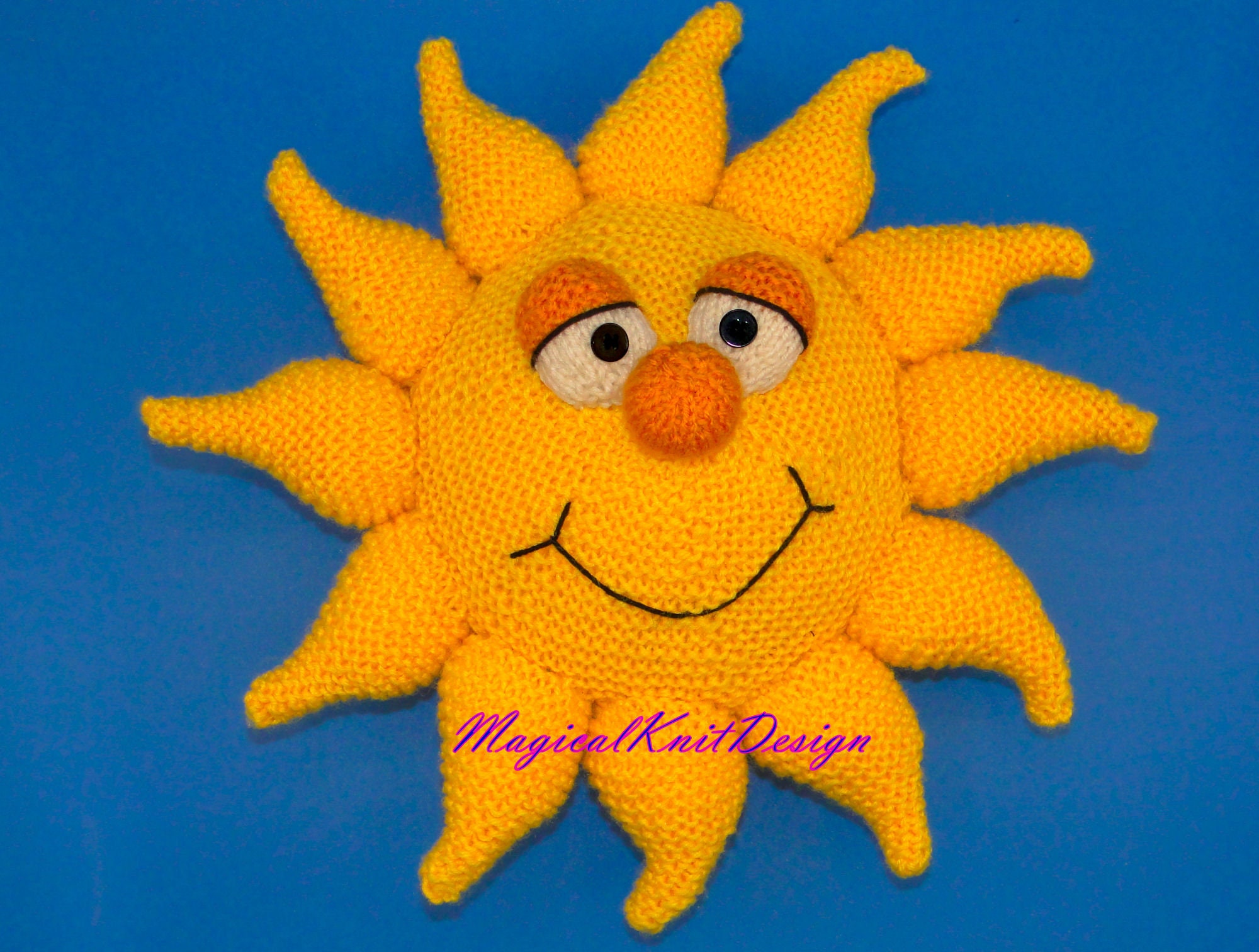 Smiling Sun - Magicalknit Design Knitting Pattern - Soft Toy Cushion - Etsy
