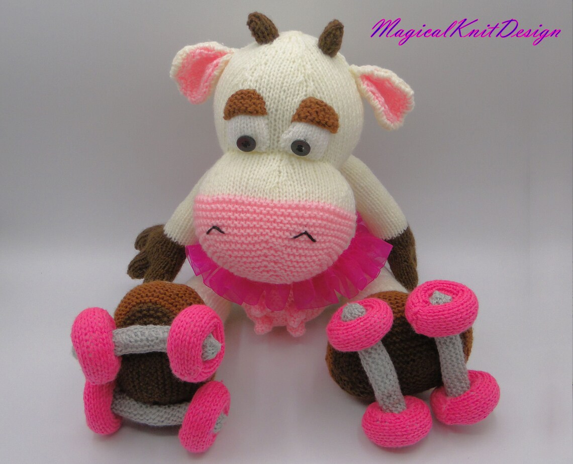 Amelie the Roller Skating Cow, Baby Soft Toys Knitting Pattern Animal ...