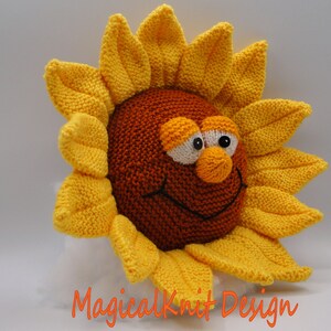 Sunny the Happy Sunflower Magicalknit Knitting Pattern Cushion Soft Toy ...